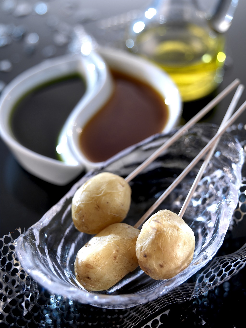 Wrinkly potatoes with green and red garlicky sauce - Olive Oils from Spain
