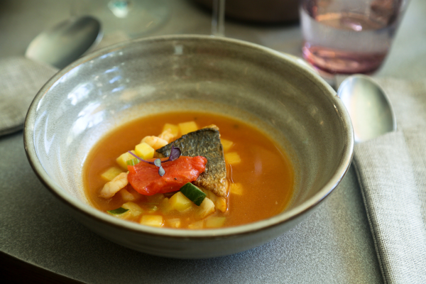 Red mullet soup with olive oil - Olive Oils from Spain